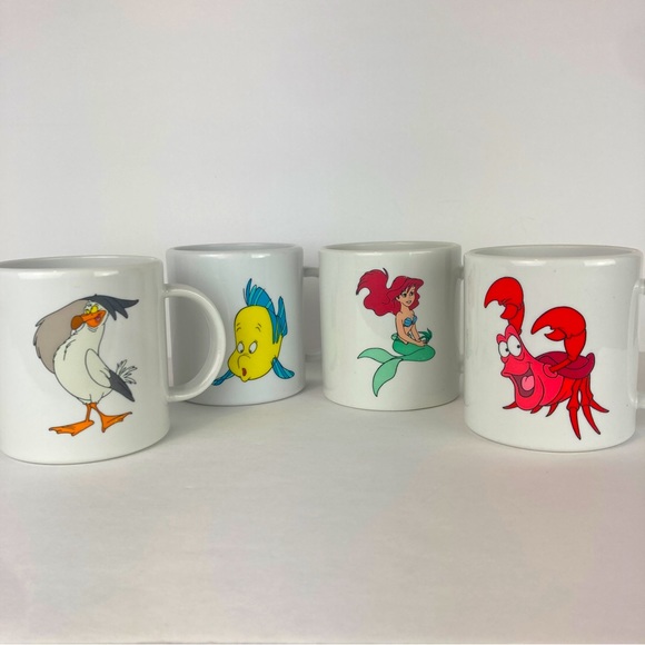 Disney | Dining | Vintage Little Mermaid Disney Channel Tv Promo 99s Plastic Character Mugs ...